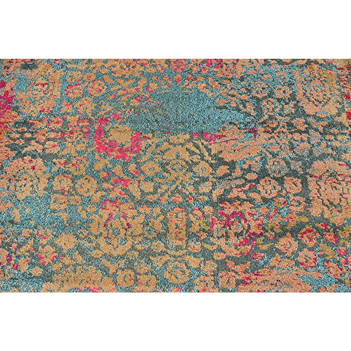 Unique Loom Medici Collection Floral Vibrant Colors Traditional Blue Area Rug (8' 0 x 11' 0)