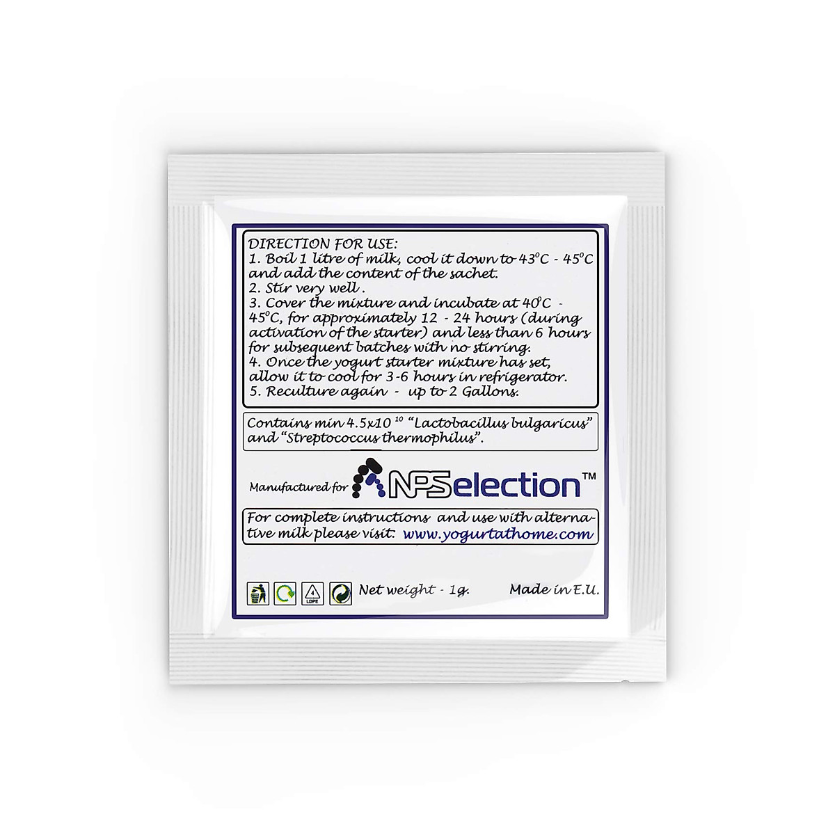 Yogurt Starter Cultures - Pack of 3 Freeze-dried Culture Sachets for Balkan Style Plain Yogurt