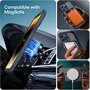 ImpactStrong Magnetic Guard Designed for iPhone 14 Pro Max Case [Camera Protection] [Military Grade Drop Tested] [Compatible with MagSafe] Slim Translucent Matte Phone Case (6.7") - Navy Blue