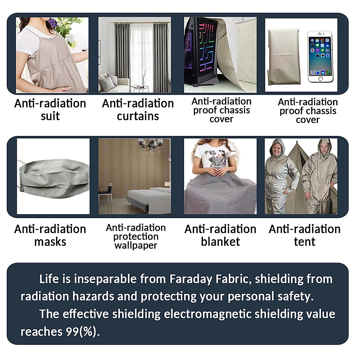 Faraday Fabric-EMI RFID Shielding-Block WiFi/RF Anti-Radiation Military Grade and Radiation Protection Nickel Copper Fabric, RFID Blocking Material 36"x44" inch