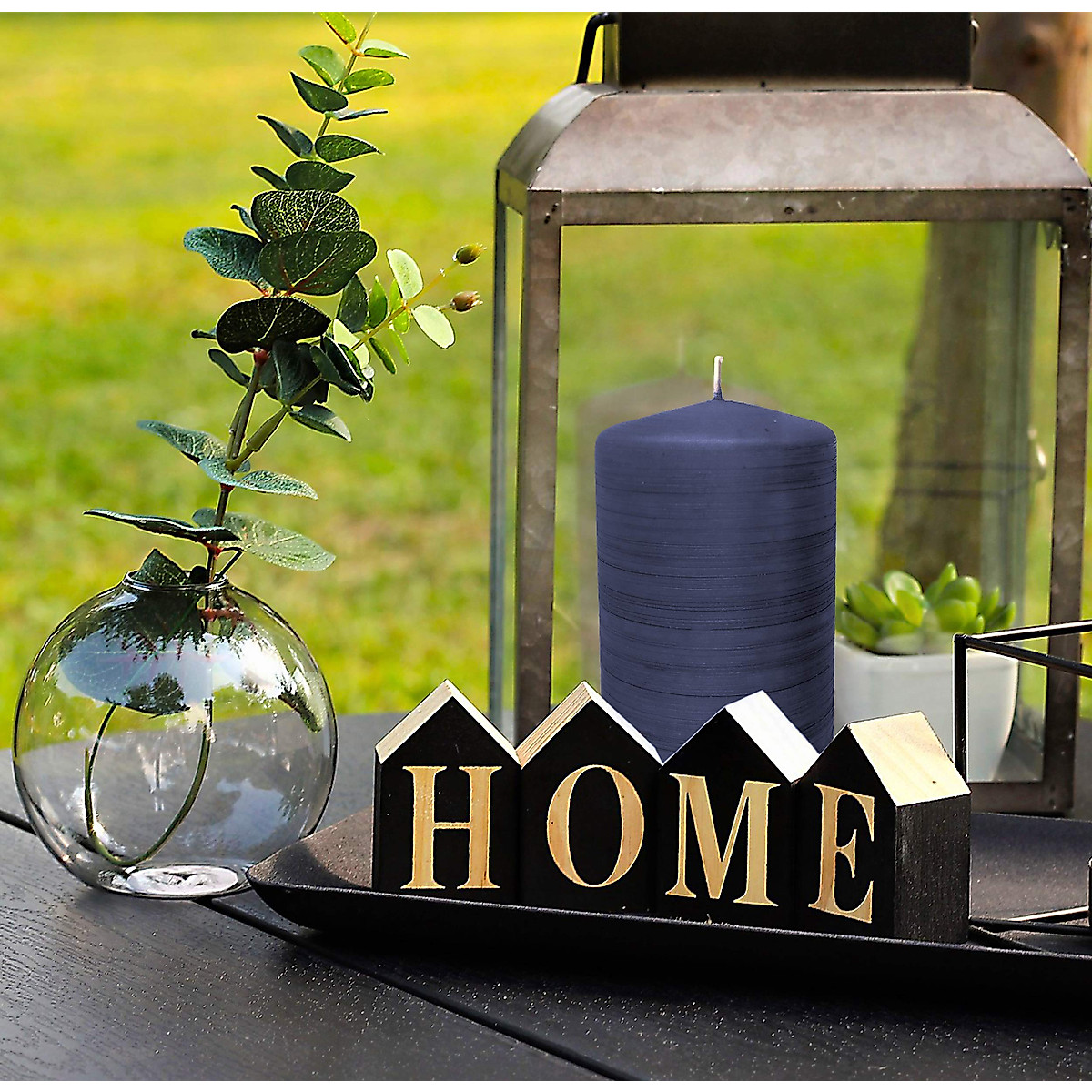 Hyoola Brushed Metallic Pillar Candles - 6 Pack - Navy Blue Pillar Candles - European Made Decorative Pillar Candles - 2.4 Inch x 4 Inch