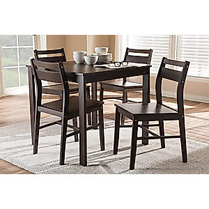 Baxton Studio Lovy Modern and Contemporary Walnut-Finished 5-Piece Dining Set/Contemporary/Brown/Medium Wood/Rubber Wood