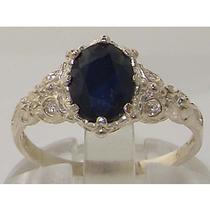 LetsBuyGold 925 Sterling Silver Real Genuine Sapphire Womens Anniversary Ring - Size 8