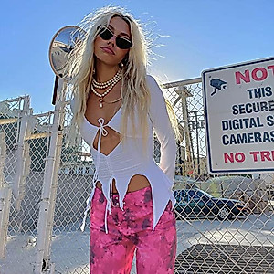 SHESEEWORLD Sexy Hollow Out Spaghhetti Strap Y2K Cropped Tank Top Drawstring Ruched Backless Slim Camisole Shirts Streetwear White