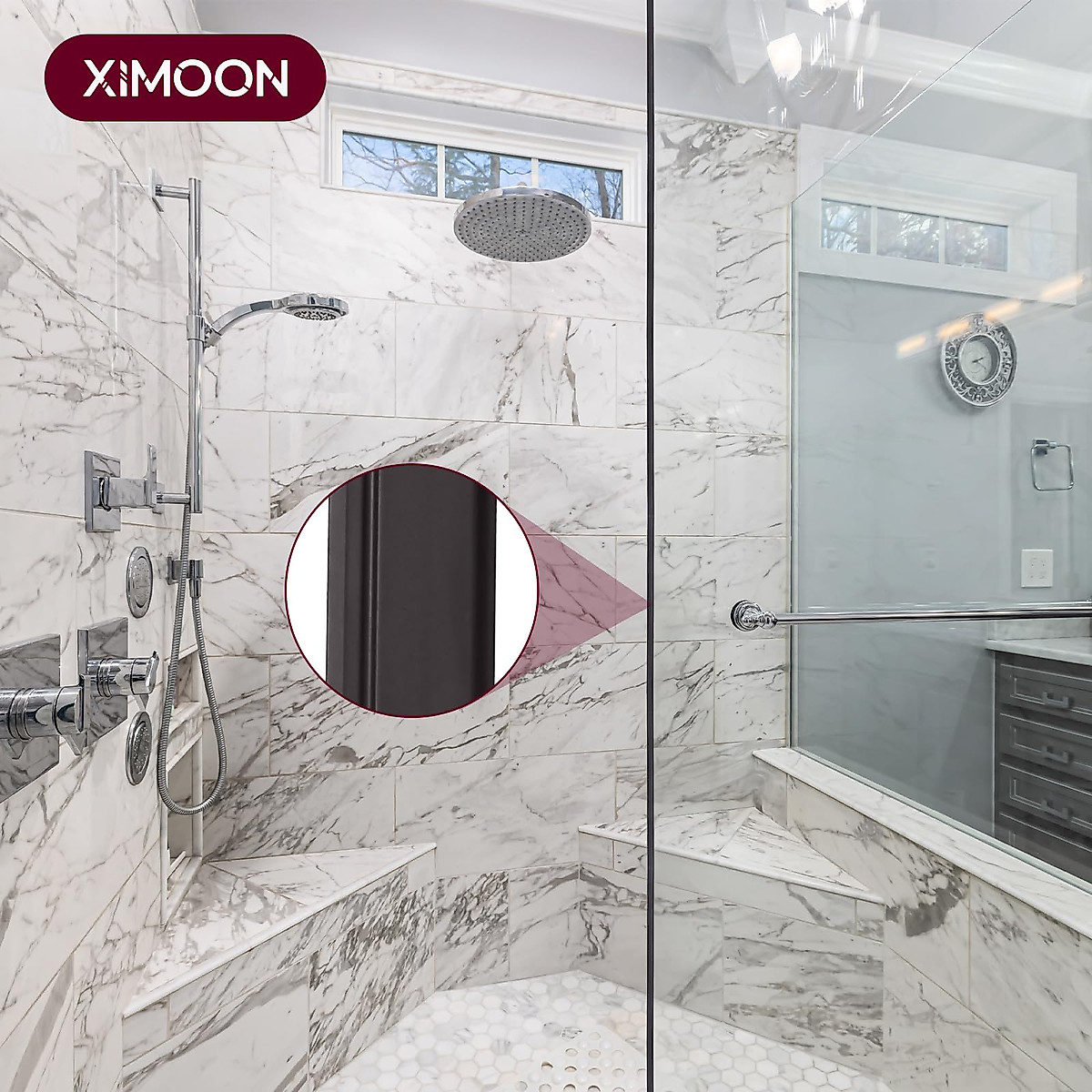 Magnetic Strips for Shower Doors, 75 Inches Flexible Magnetic Strip Shower Insert Replacement for Framed Semi Framed Swinging Glass Shower Door