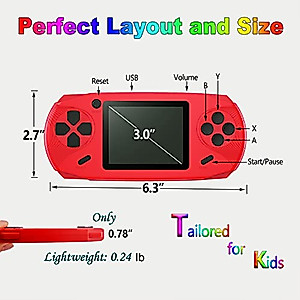 Beijue 16 Bit Handheld Games for Kids Adults 3.0'' Large Screen Preloaded 100 HD Classic Retro Video Games USB Rechargeable Seniors Electronic Game Player Birthday Xmas Present (Red)