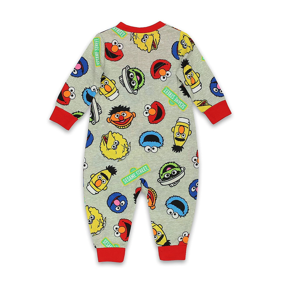 Sesame Street Elmo Cookie Monster Infant Toddler Footless Sleeper Pajamas (2T, Gray)