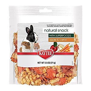Kaytee Natural Snack with Superfoods For Pet Guinea Pigs, Rabbits, Hamsters, and Other Small Animals, Apple & Carrot, 2.5 Ounces