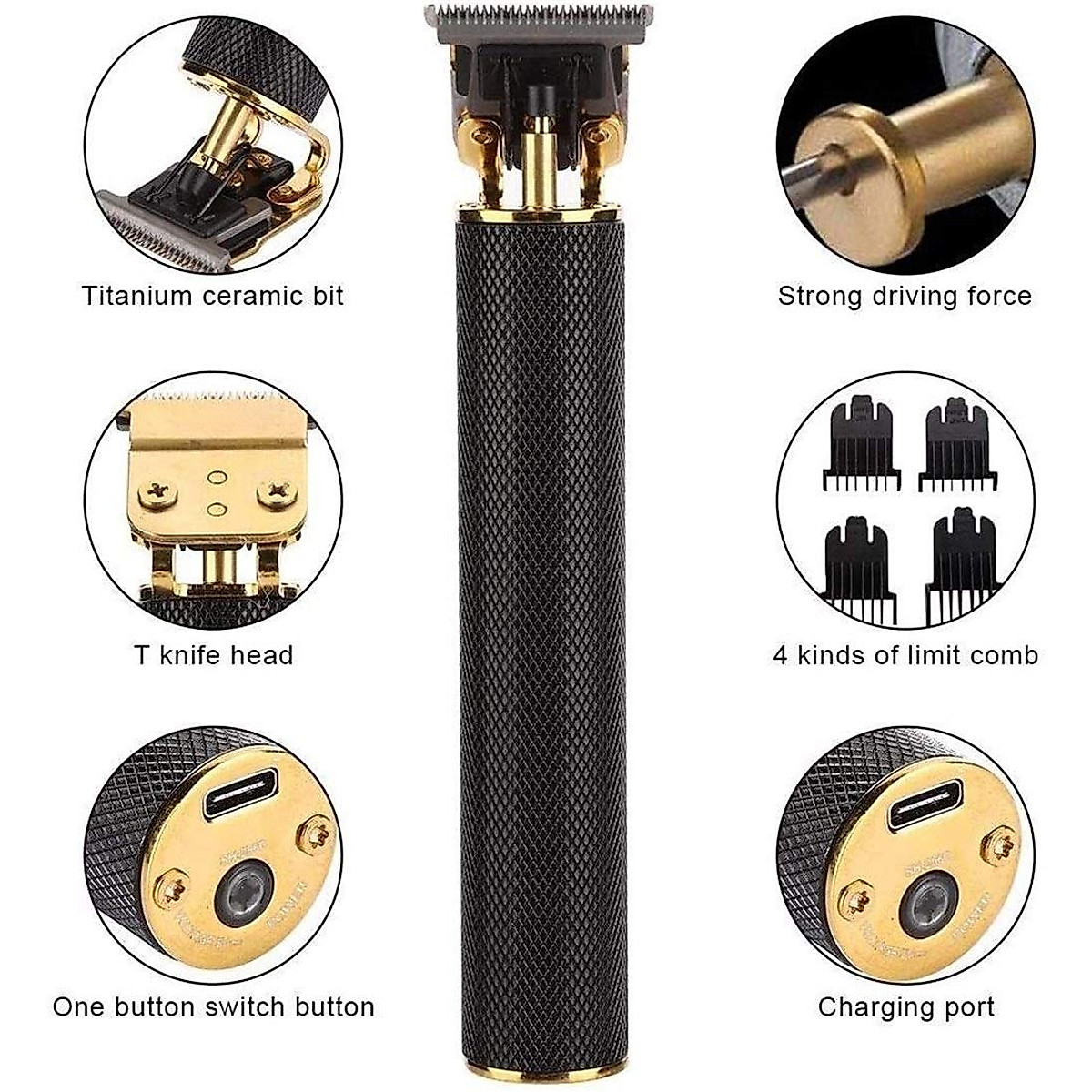 HJJWL Hair Cutting Tool, Professional Self-Service Hair Clippers Detail Trimmer Electric Haircut Kit for Quick Cut for Men Carving Trimming Push White Electric Push