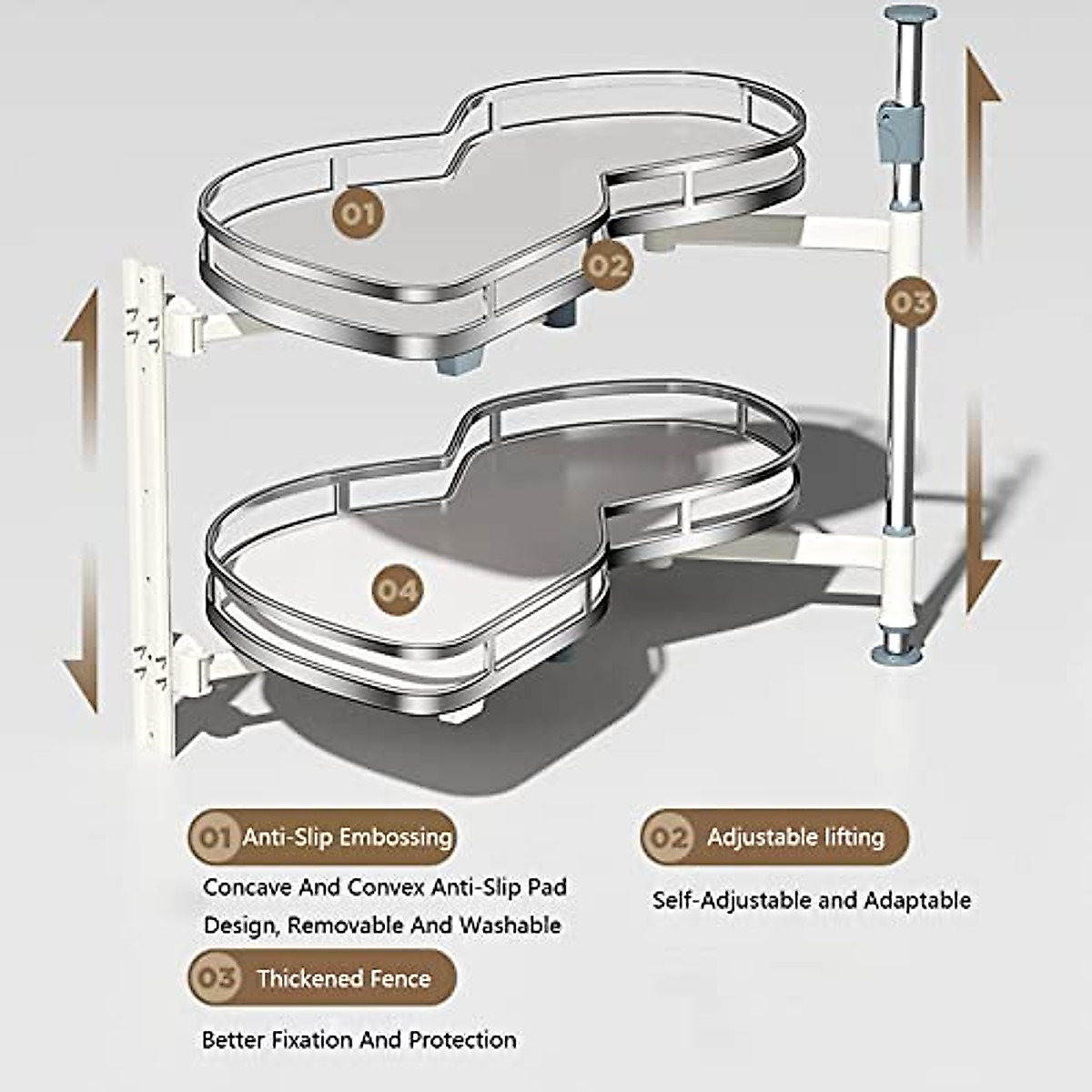 JayHumphrey Swing Left/Right Blind Corner Cabinet Pull Out, Soft Close 2 Tier Swing Tray Corner Cabinet Pull Out Blind Shelf Organizer for 36inch Cabinet, Right Open