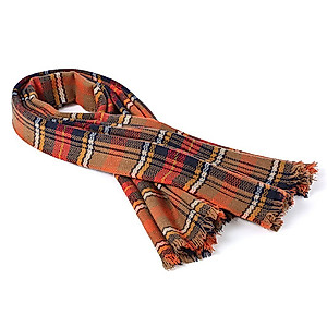 Century Star Women's Stylish Warm Tassels Soft Plaid Tartan Scarf Winter Large Blanket Wrap Shawl Beauty Orange