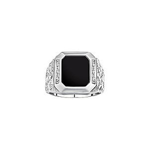 Rylos Designer Nugget Ring With Diamonds and Black Onyx Set in Sterling Silver Size 8
