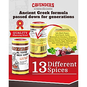 Cavender's All Purpose Greek Seasoning - 8 oz (pack of 4) and exclusive Cavender's Recipe 4 Pack box!!