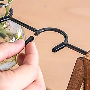 Ivolador Desktop Propagation Station, Bulb Plant Terrarium with Retro Solid Wooden Stand and Metal Swivel Holder for Hydroponics Plants Home Garden Wedding Decor (3 Bulb-C Type)