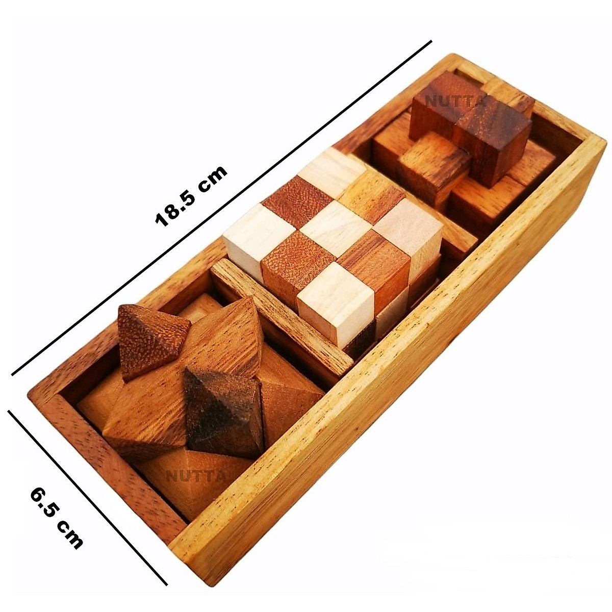 NUTTA - 3 in 1 Set Wooden Games Brain Teaser Wood Toy Desk Puzzle Coffee Table Decor Broad Game 3D Puzzles for Teens and Adults Fun Games Indoor Outdoor Camping Decorate Party Gift Christmas