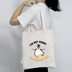BDPWSS Funny Penguin Gift Penguin Lover Gift I'm Not Short I'm Penguin Sized Penguin Inspired Tote Bag (Penguin size TG)