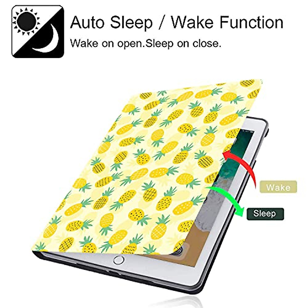 Case for New iPad Mini 6 2021 (6th Generation), Multi-Angle View Adjustable Stand Auto Wake/Slee for iPad Mini 6th Gen 8.3 Inch ,Yellow Pineapple