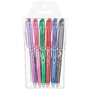 PILOT FriXion Point Erasable & Refillable Gel Ink Pens, Extra Fine Point, Black/Blue/Red/Green/Pink/Purple Inks, 6-Pack Pouch (46524)