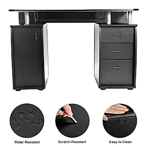 Kiwifruit Office Desk Computer Table Study Writing Desk Workstation Sturdy MDF Board w/Storage for Home Office 45 inch W x 22 inch D x 29 inch H, Black