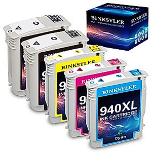 BINKSYLER 940XL Ink Cartridges Compatible for HP 940 940XL Ink High Yield Work for HP Officejet Pro 8000 8500 8500A 8500A Plus Printer (2 Black, 1 Cyan, 1 Magenta, 1 Yellow) 5 Pack