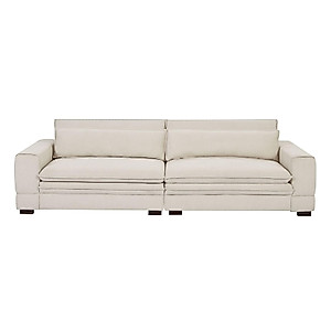 KEVINSPACE 104.72" Sofa Couch, Mid Century Modern Sofa, 3 Seater Sofa for Living Room Deep Seat Sofas Furniture Comfy Couches with 2 Pillows Comfy Cushion for Bedroom, Apartment, Office Beige