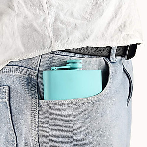 FYL Hip Flask for Liquor Matte Purple 8 Oz 18/8 Stainless Steel Leakproof with Funnel, Never-Lose Cap Flask