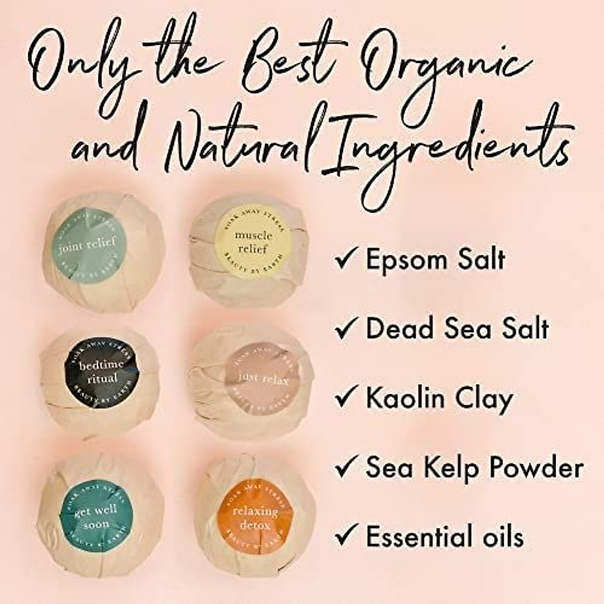 Bath Bomb Gift Set - USA Made with Organic & Natural Relaxing Ingredients with Aromatherapy Salt & Oils, Bath Bombs for Women, Men & Kids