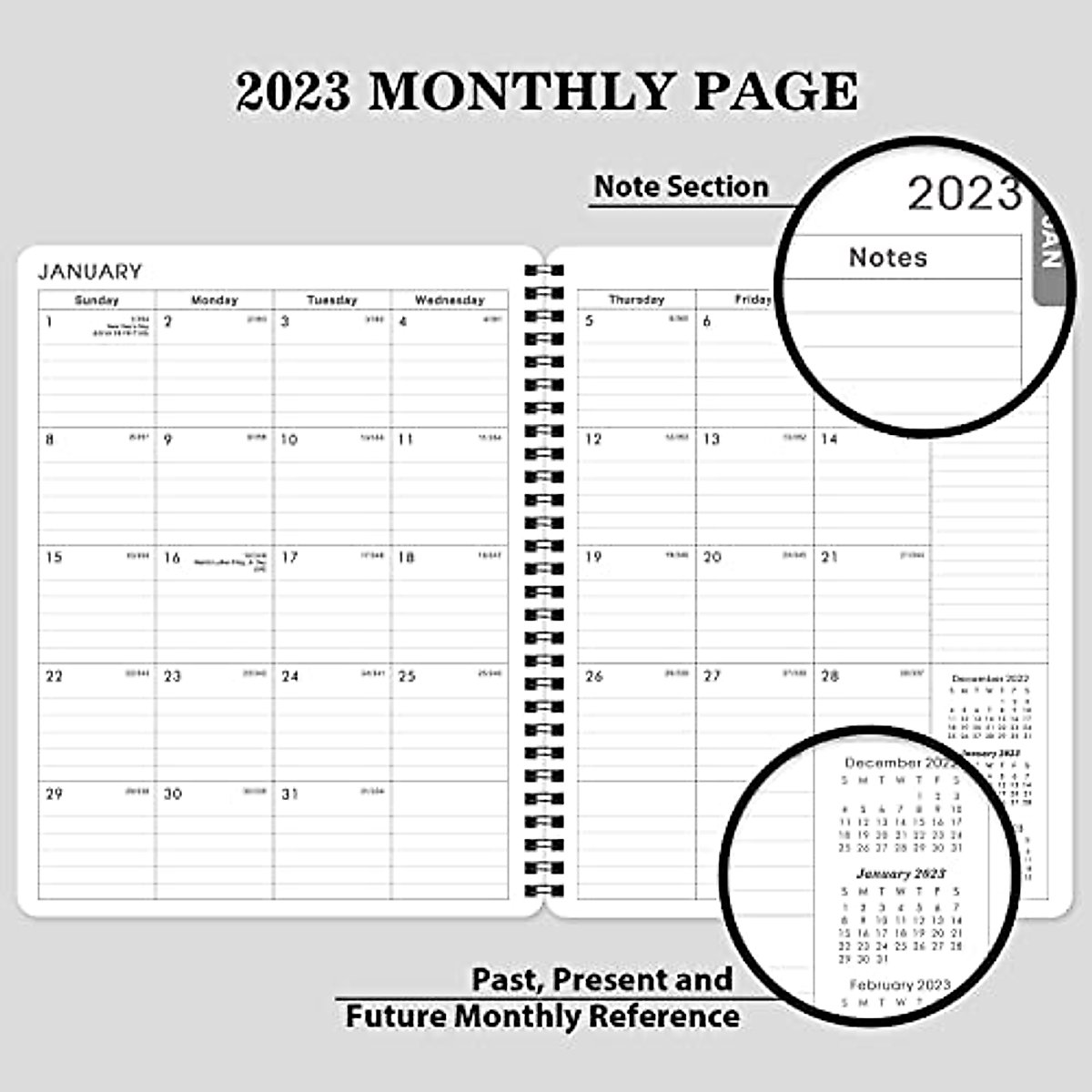 2023 Planner - Jan 2023 - Dec 2023, 8" x 10" (with Twin-Wire Binding), Planner 2023 with Weekly & Monthly Spreads, Strong Twin-Wire Binding, Round Corner, Improving Your Time Management Skill
