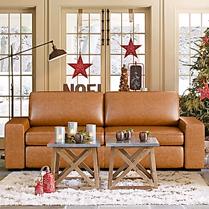 ELUCHANG 85" Faux Leather Sofa Couches, 3 Seater Mid-Century Modern Sofa with Extra Deep Seats,Upholstered Sofa Cushion&Removable Cover,Comfy Sofa Couch for Small Space Living Room Apartment,Brown