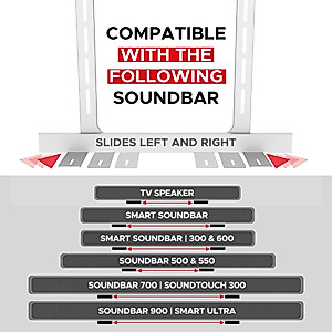 Universal Under TV Mount, White, Compatible with Bose Smart Soundbar 300/500/550/600/700/900/Ultra, TV Speaker, Soundtouch 300 - Invisible Once Fitted, Fast & Easy Way to Mount Your Sound Bar