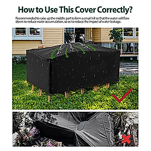 KAIDYSENY Patio Furniture Cover - 74"Lx47"Wx28"H Rectangle Outdoor Dining Set Cover for Outside Table and Chairs, Durable 600D Oxford Sectional Sofa Set Covers Waterproof, Anti-UV, Anti-Fading