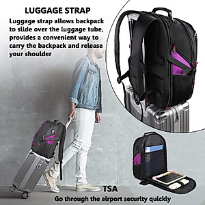YOREPEK Travel Backpack, Extra Large 50L Laptop Backpacks for Men Women, Water Resistant College Backpack Airline Approved Business Work Bag with USB Charging Port Fits 17 Inch Computer, Purple