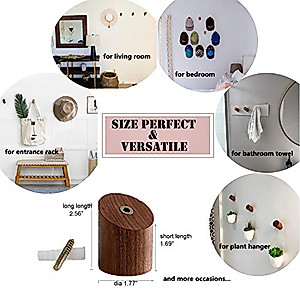 Felidio Wood Coat Hooks Wall Mounted, Wall Hooks (Pack of 2pcs), Wooden Hooks for Hanging Coats Bath Towels Hat Rack Entryway Dog Leash Holder Indoor Plant Hangers