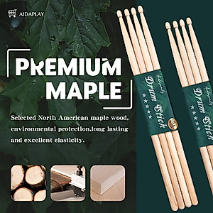 Drumsticks, 5A Classic Maple Drum Stick Wood for Children's Interest Building Practice and Band Performance, 2 Pairs