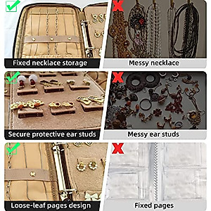 Nelonis Travel Jewelry Organizer Portable Jewelry Roll Transparent Jewelry Organizer Book Ring Binder Jewelry Bags, Earrings, Rings, Bracelets, Necklaces (Black)