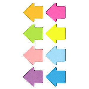 Arrow Shape Sticky Notes 8 Color Bright Colorful Sticky Pad 75 Sheets/Pad Self-Sticky Note Pads (8 Pads)