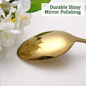 Set of 8, Gold Demitasse Espresso Spoon, SourceTon Gold Mini Coffee Spoons for Dessert, Coffee Sugar, Tea, Appetizer (4.9 Inch)