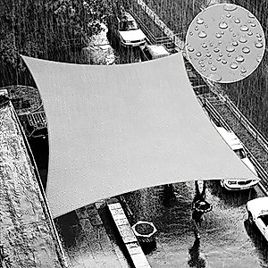 ShadeMart 14' x 14' Grey Square Waterproof Sun Shade Sail Canopy Awning, 95% UV Blockage & Water Resistant smTADS14, Outdoor Backyard Patio Garden Carport - We Make Custom Size