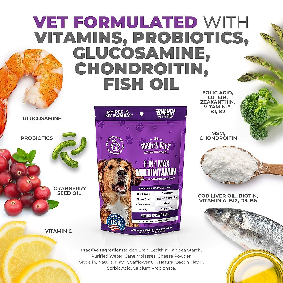 Mighty Petz MAX Dog Multivitamin MAX Hemp Glucosamine for Dogs Bundle