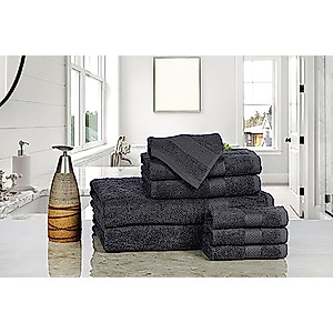 BolBom*S Bath Towels Set of 8, Ultra Soft 100% Cotton, 2 Extra Large Bath Towels 28x56, 2 Hand Towels for Bathroom 16x26, 4 Wash Cloths 12x12, Hotel Towels Ideal for Everyday Use, Hotel & Spa - Grey