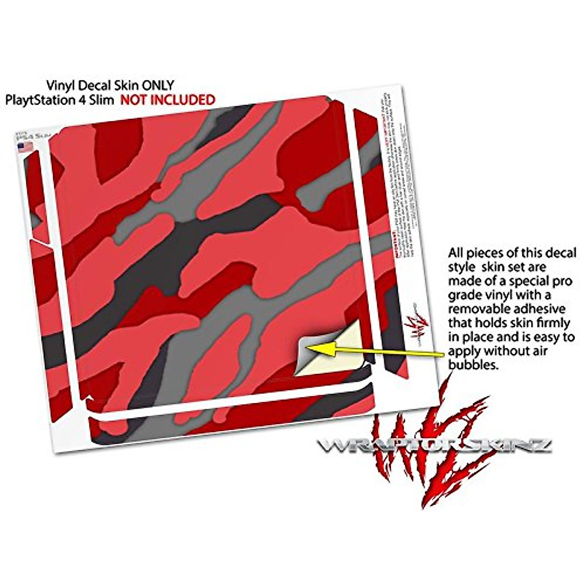 Vinyl Decal Skin Wrap compatible with Sony PlayStation 4 Slim Console Camouflage Red (PS4 NOT INCLUDED)