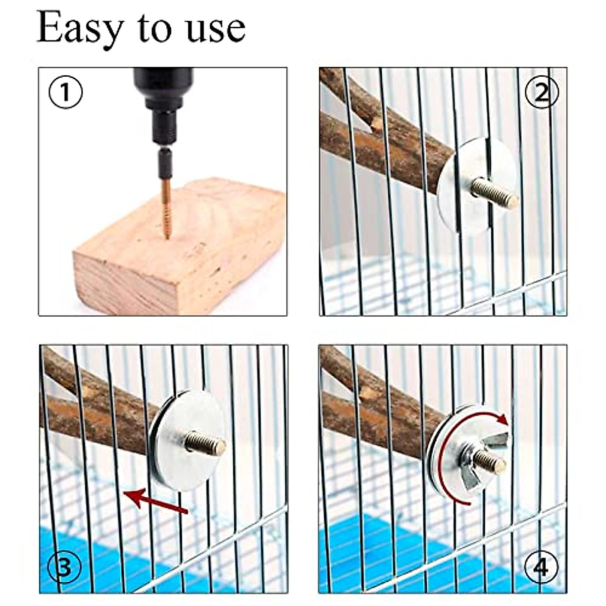 Bird Cage Screws Bird Perch Screws Bird Stand Platform Accessories 20 Washers 10 Screws 10 Wing Nuts 1 Drill Tool Hardware for Fixing Bird Playground Perch Food Bowls Feeder Breeding Box (10 Sets)