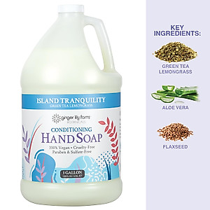 Ginger Lily Farms Botanicals All-Purpose Liquid Hand Soap Refill, Island Tranquility, 100% Vegan & Cruelty-Free, Green Tea Lemongrass Scent, 1 Gallon (128 fl oz)