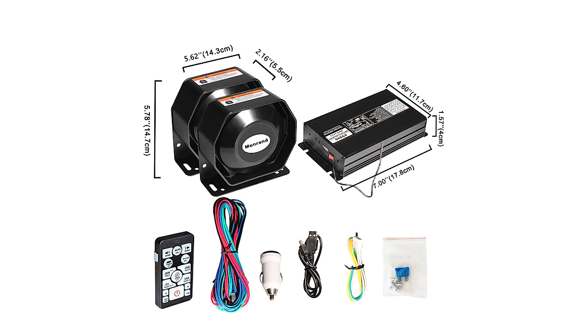 Monrand 400W Police Siren System | 18 Tones & Remote