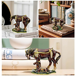 JWT Astyle Thoroughbred Horse Hinged Trinket Boxes with Crystals.Collectible Animal Jewelry Box .Necklace Rings Earrings Storage Boxes.Horse Figurines Home Decor Gifts .