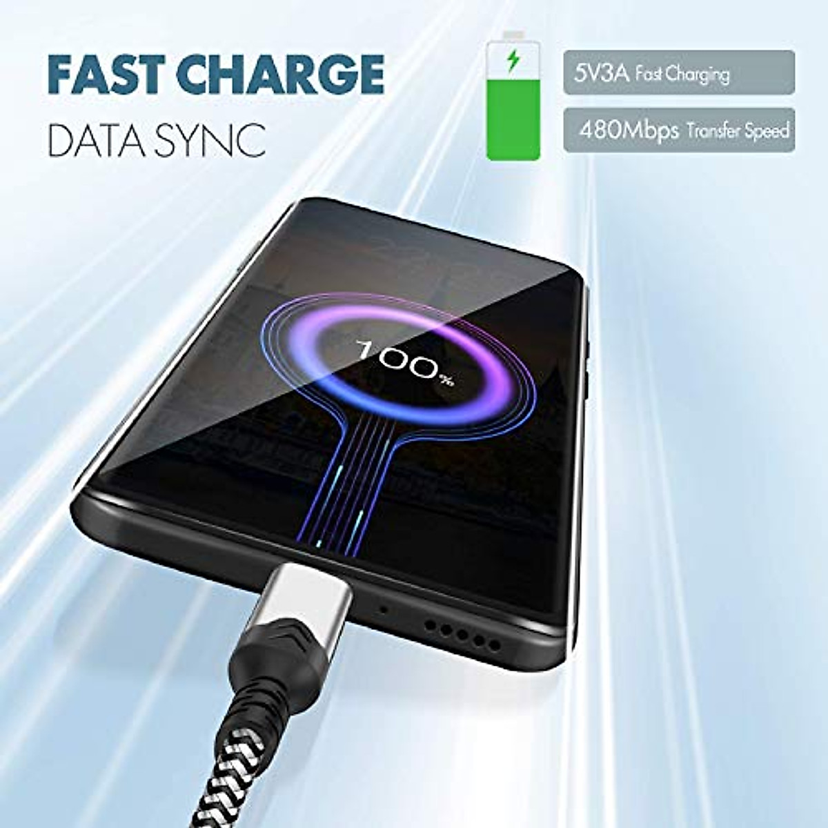 Deegotech USB C Cable 10ft, [2-Pack] Extra Long Nylon Braided USB C Charger Cable Type C Charger Fast Charging Compatible with Samsung Galaxy S10 S9 S8 Plus Note9 8 and More (3m)