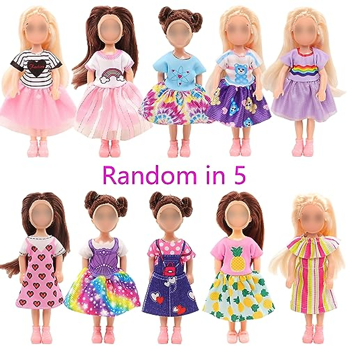 ENOCHT 5.3 Inch Doll Clothes and Accessories 5 Chelsea Doll Outfits 5 Dresses with 3 Shoes 12 Accessories for 5.3 Inch Dolls