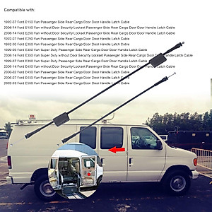 Poweka Side Door Latch Release Cable Compatible with Ford E150 E250 E350 Vans 1992-2013 Econoline Super Duty Cargo Door Right Side Hinged Cargo Door Replacement Replace 6C2Z15264A00AB 924-350
