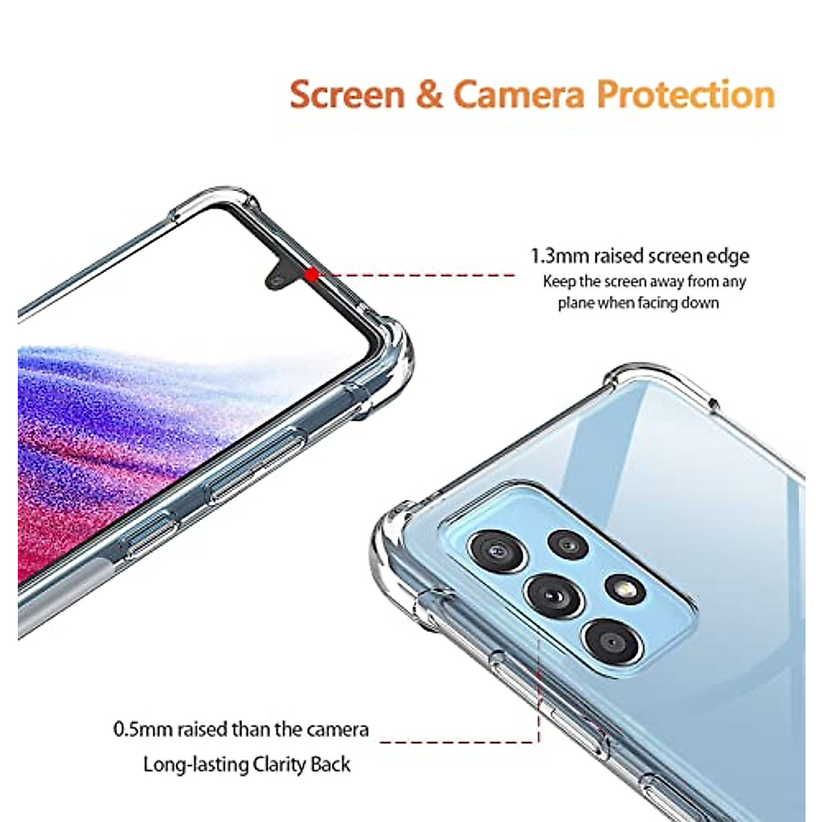 KIOMY Clear Case for Galaxy A53 5G [Anti-Yellow] Hybrid Hard PC + Flexible TPU Frame, Enhanced Corner Shockproof Slim Transparent Cover