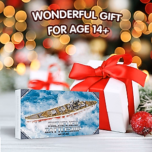 Piececool 3D Metal Puzzles for Adults, Richelieu Battleship Model Kits, Military Watercraft Warship Models Building Kit DIY 3D Puzzles for Anxiety Relief Toys, Great Gift Ideas -300 Pcs